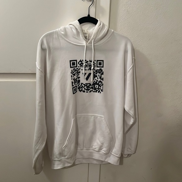 Gildan | Shirts | White Qr Code Hoodie | Poshmark